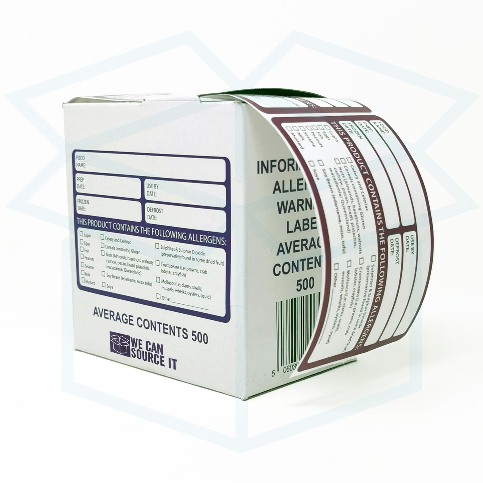 500 x Food Allergen Warning Alert Safety Stickers On a Roll - We Can ...